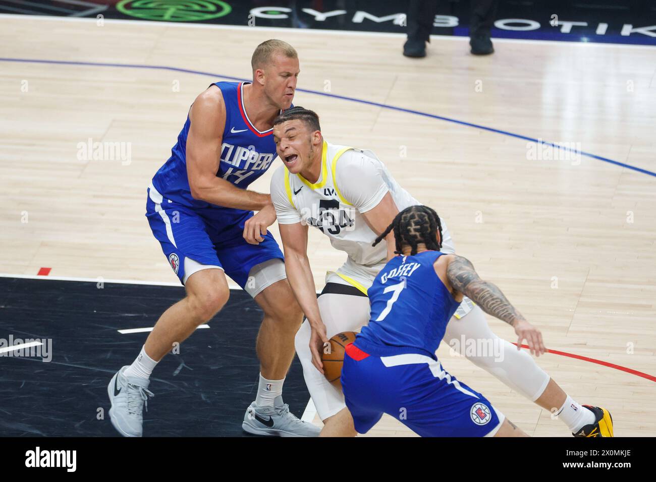 Los Angeles, California, USA. 12th Apr, 2024. Utah Jazz's Kenneth ...