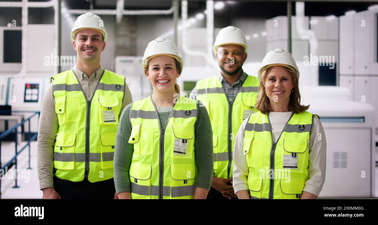 Factory Engineer Team Portraits. Industrial Manufacturing Plant Stock ...