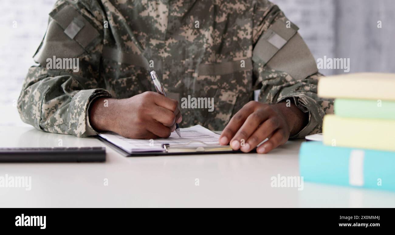 Student veteran utilizing military education with computer skills Stock ...
