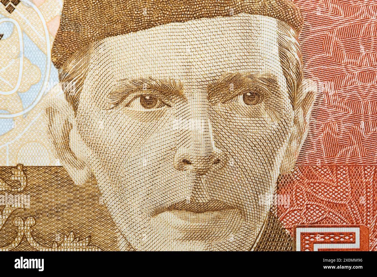 Muhammad Ali Jinnah a closeup portrait from Pakistani money - rupee ...