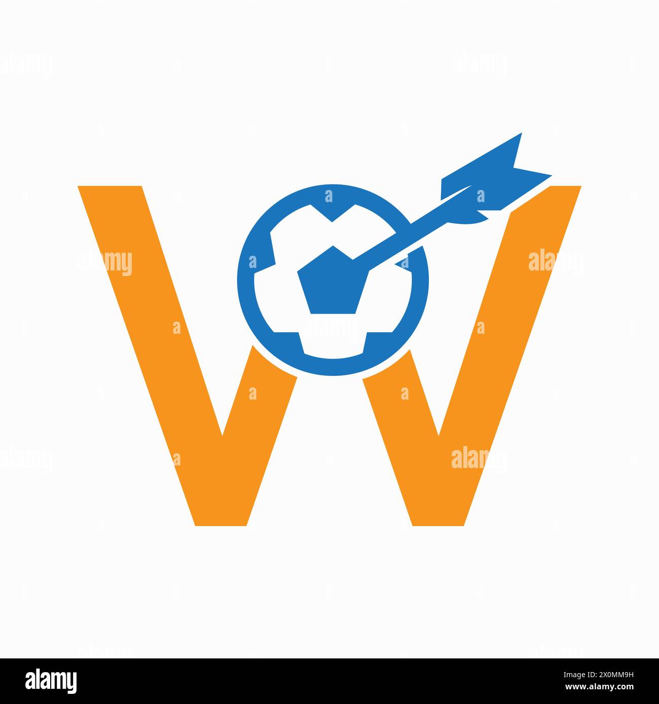 Letter W Football Logo and Target Arrow Symbol. Soccer Sign Stock ...