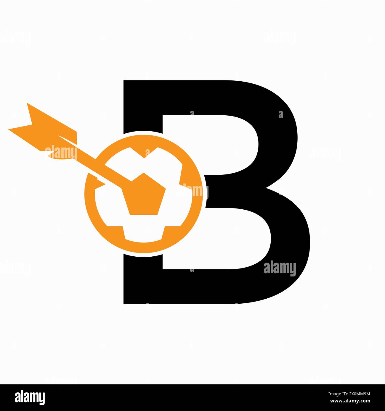 Letter B Football Logo and Target Arrow Symbol. Soccer Sign Stock ...