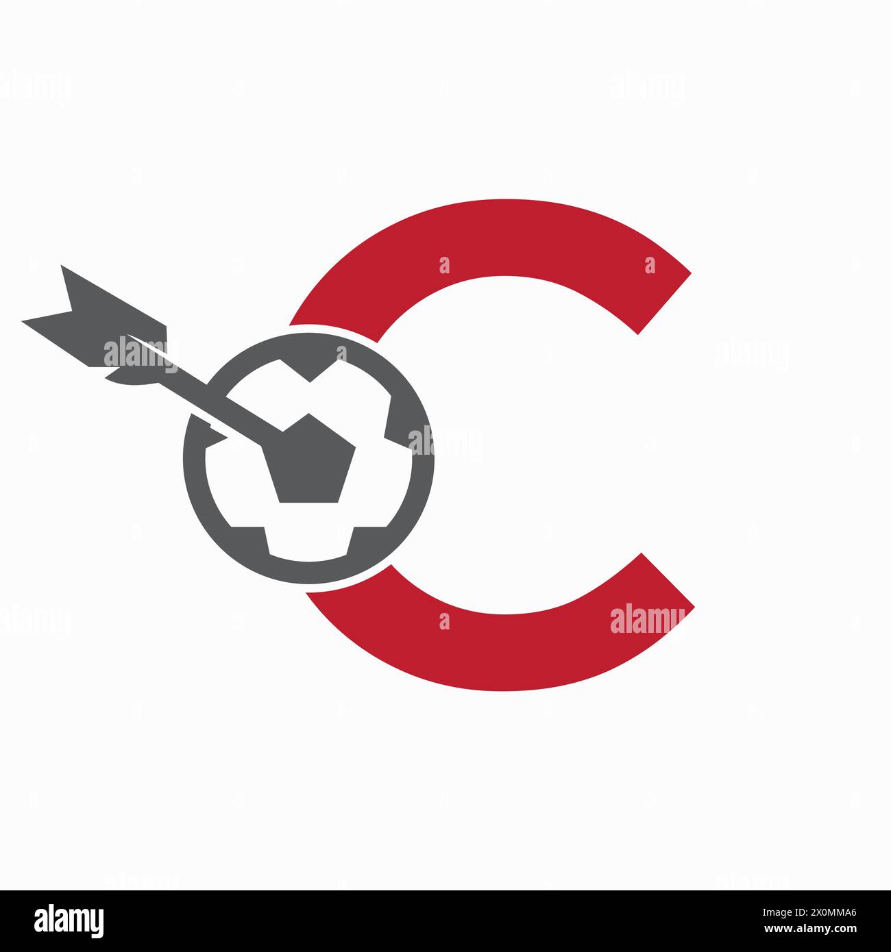 Letter C Football Logo and Target Arrow Symbol. Soccer Sign Stock ...