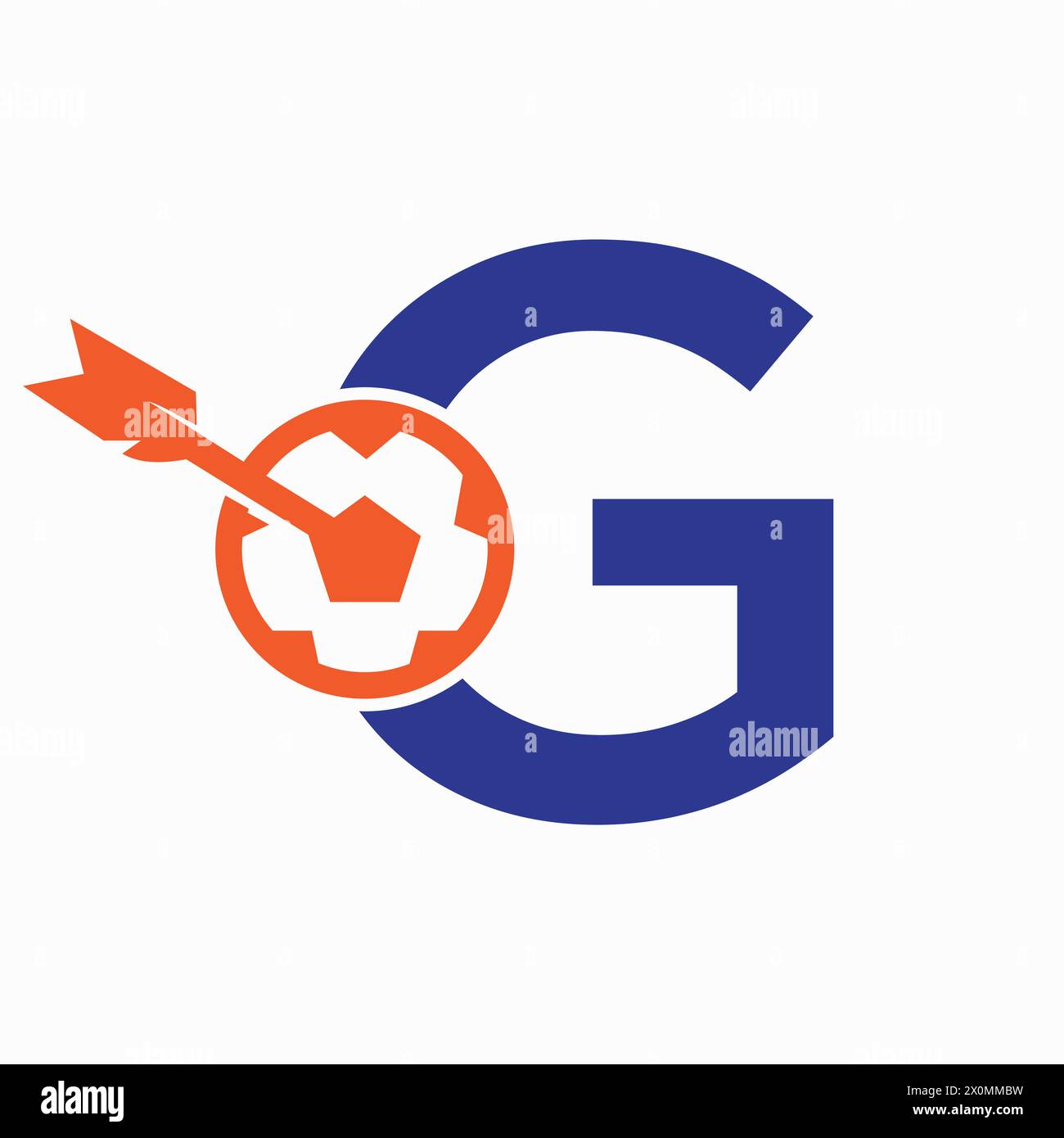 Letter G Football Logo and Target Arrow Symbol. Soccer Sign Stock ...