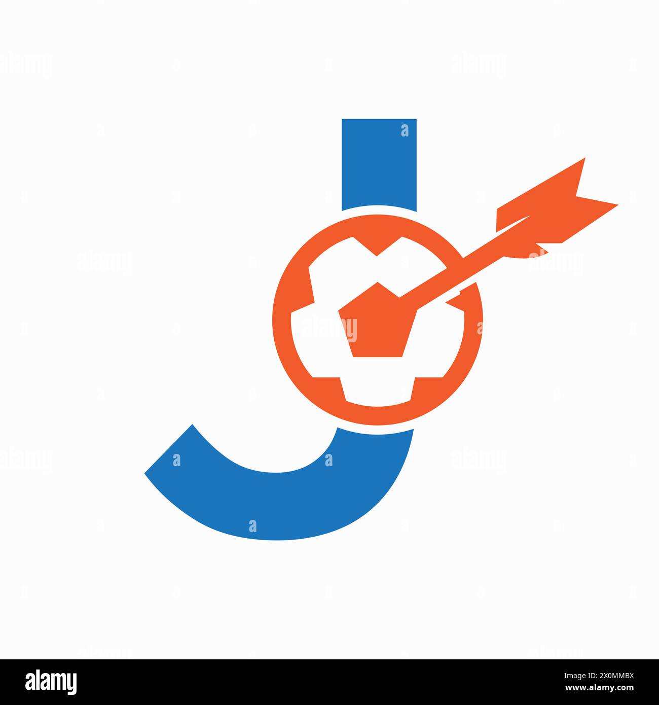 Letter J Football Logo and Target Arrow Symbol. Soccer Sign Stock ...