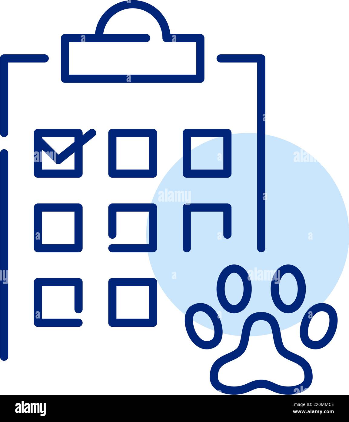 Pet health checkup veterinary service. Paw and a checkmark list ...