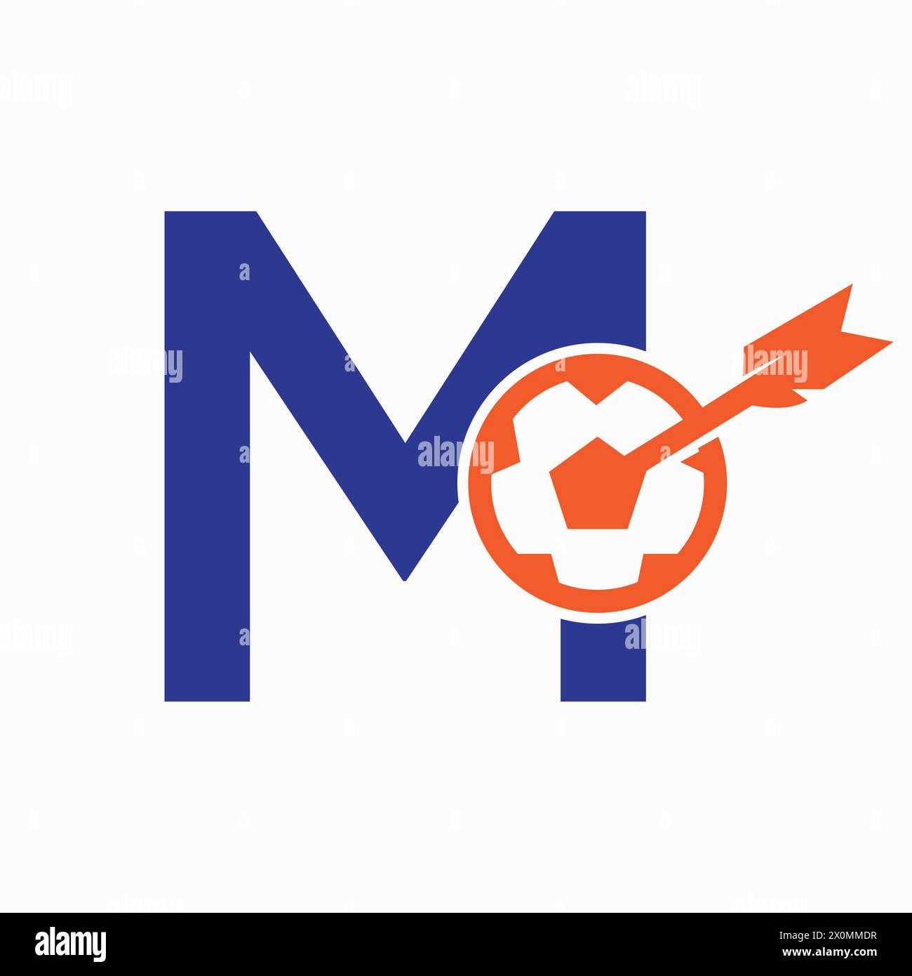 Letter M Football Logo and Target Arrow Symbol. Soccer Sign Stock ...