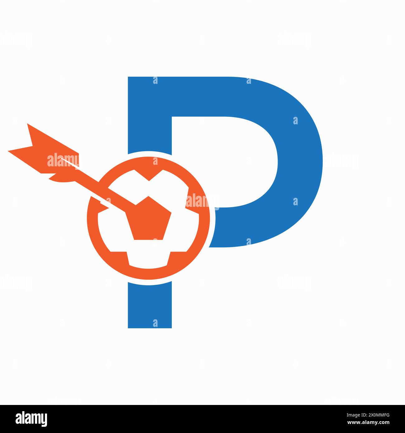 Letter P Football Logo and Target Arrow Symbol. Soccer Sign Stock ...