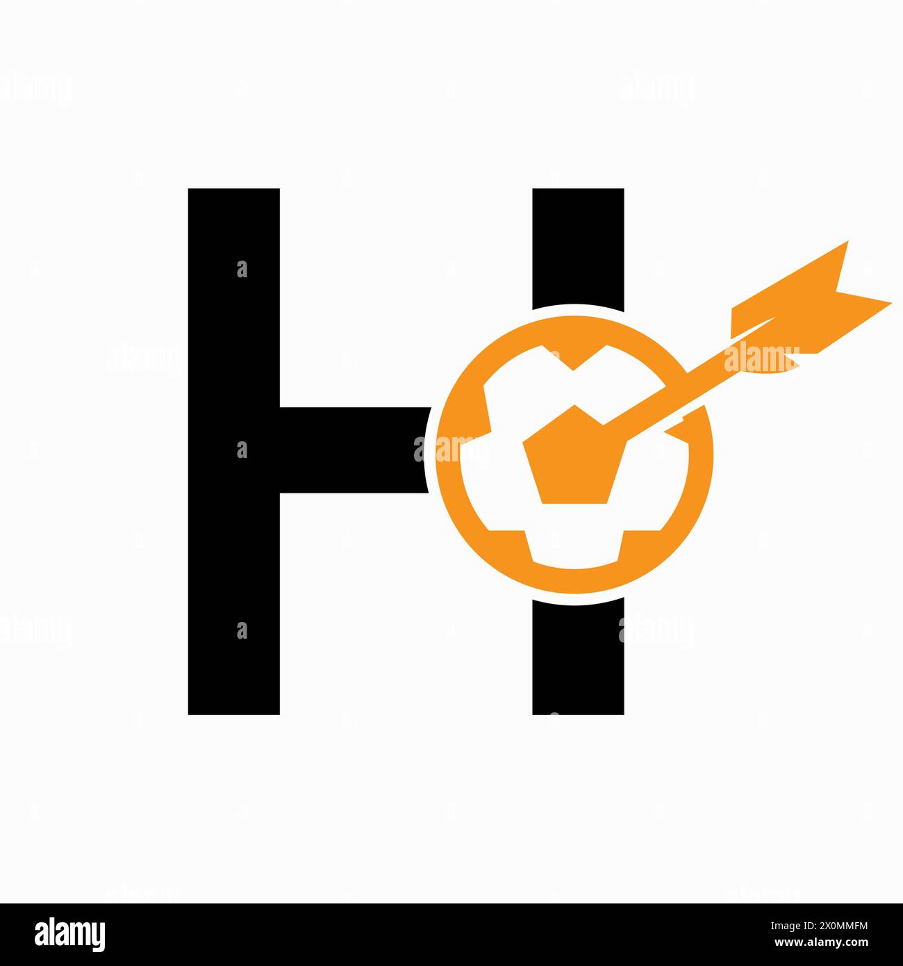 Letter H Football Logo and Target Arrow Symbol. Soccer Sign Stock ...
