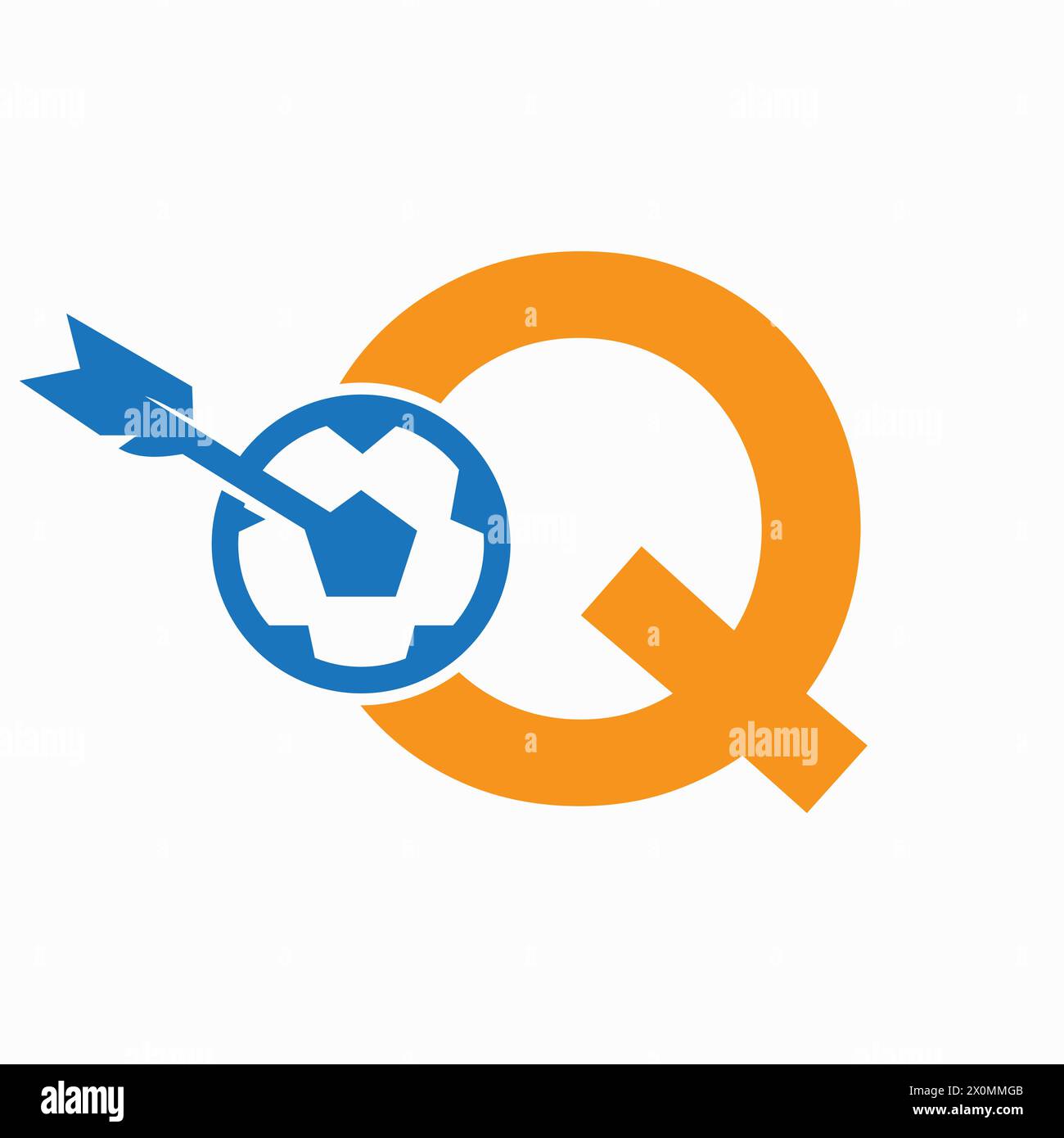 Letter Q Football Logo and Target Arrow Symbol. Soccer Sign Stock ...