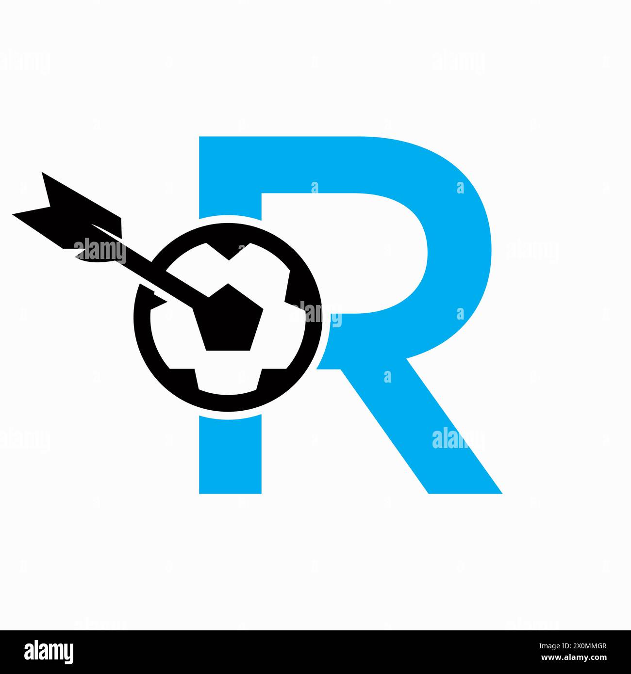 Letter R Football Logo and Target Arrow Symbol. Soccer Sign Stock ...