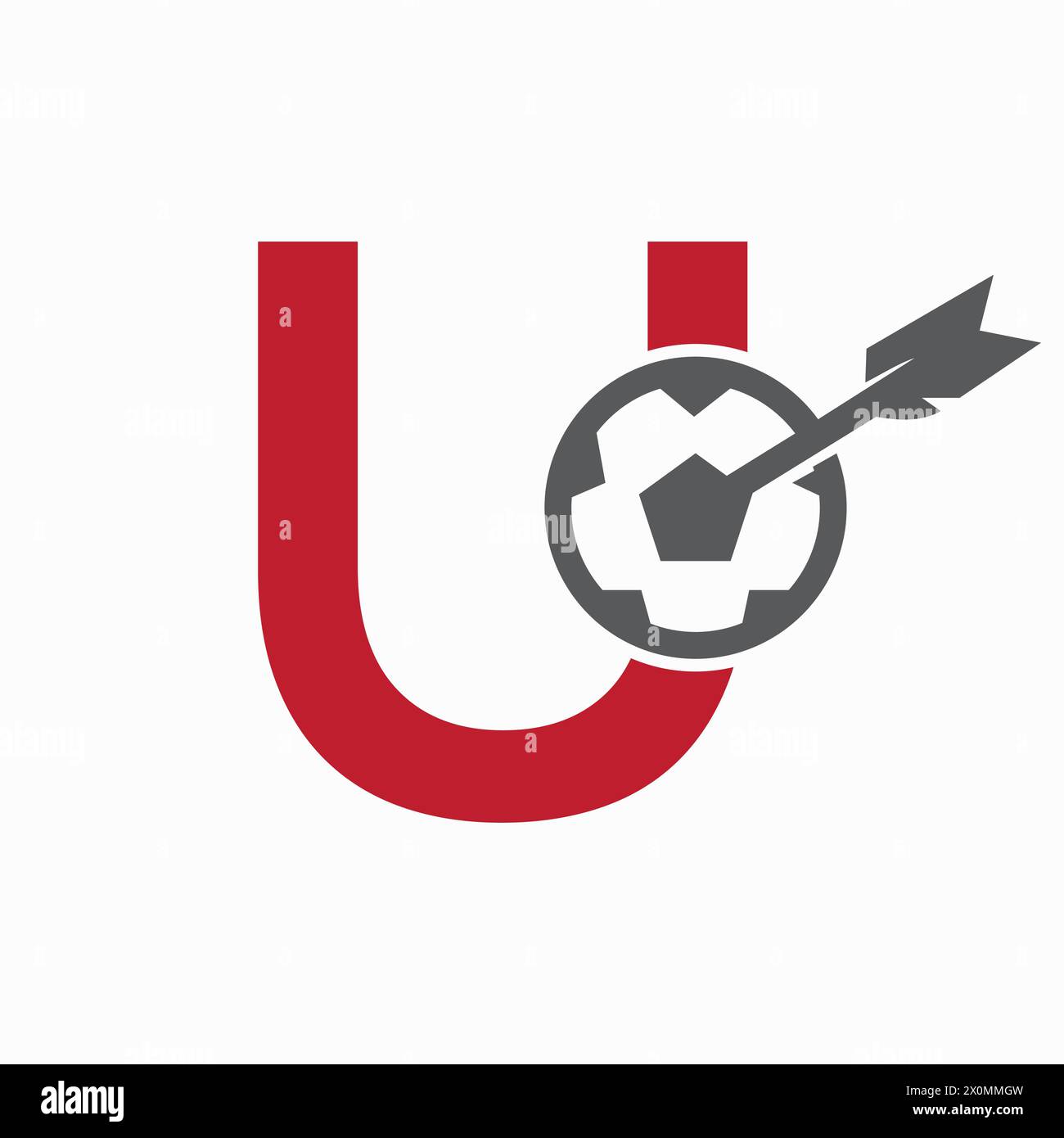 Letter U Football Logo and Target Arrow Symbol. Soccer Sign Stock ...