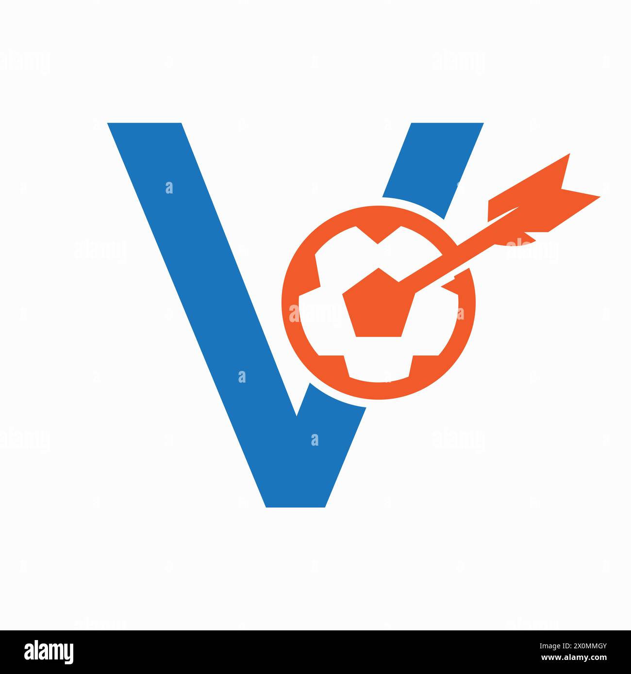 Letter V Football Logo and Target Arrow Symbol. Soccer Sign Stock ...