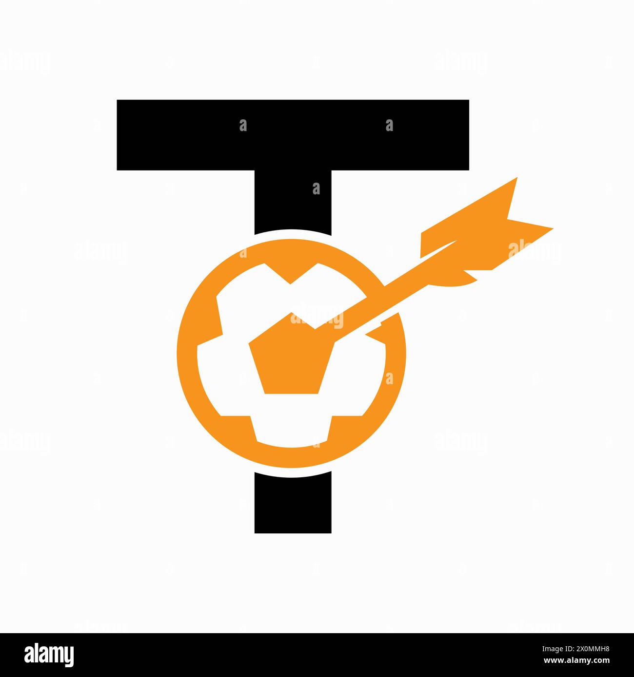 Letter T Football Logo and Target Arrow Symbol. Soccer Sign Stock ...