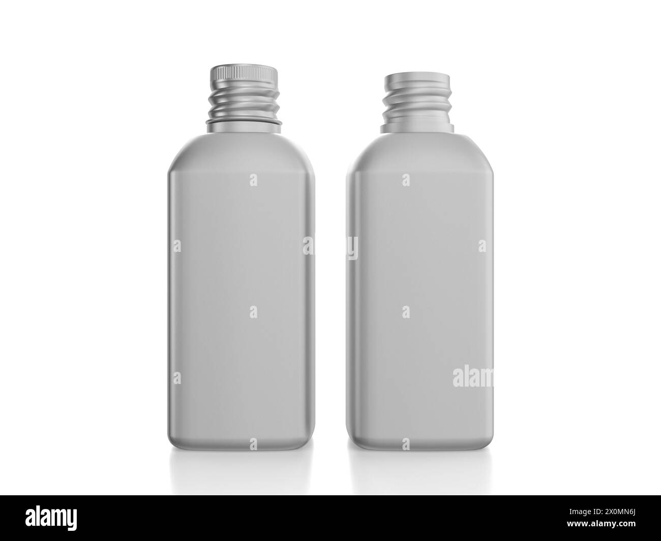 Metal bottles on a white background. 3d illustration Stock Photo - Alamy