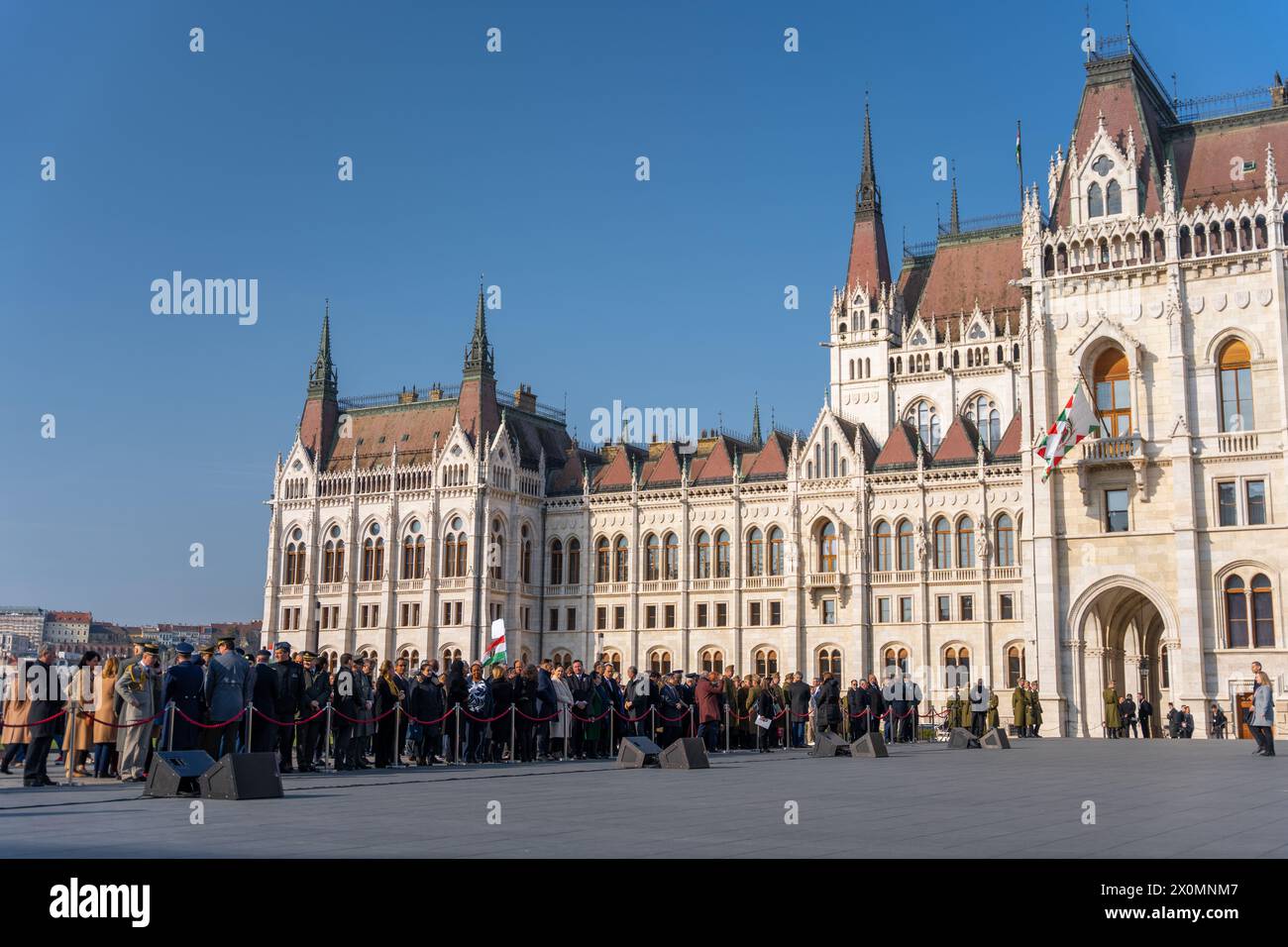 Budapest, Hungary - March 15, 2024: National day celebration near the ...
