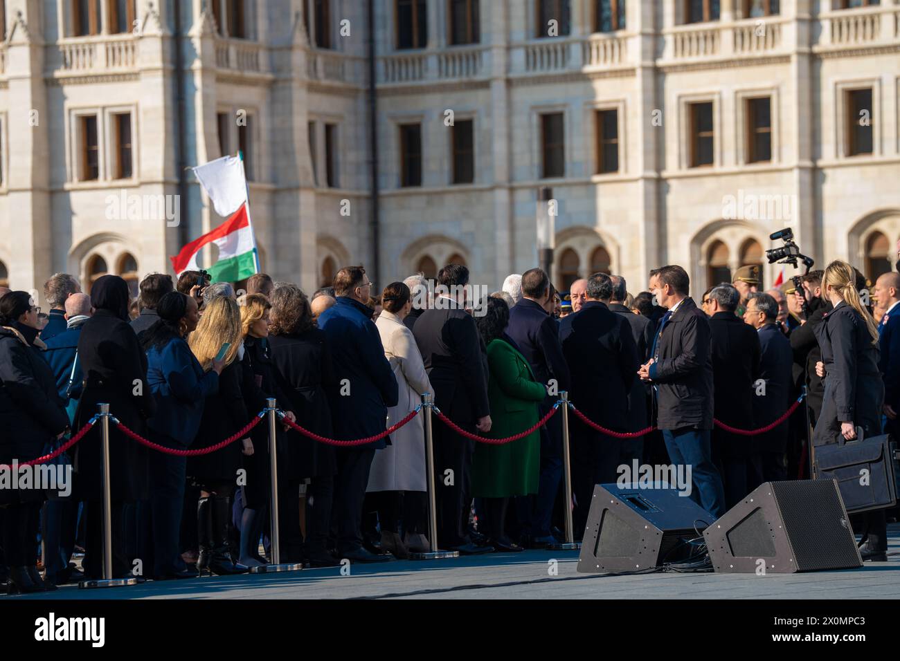 Budapest, Hungary - March 15, 2024: National day celebration near the ...