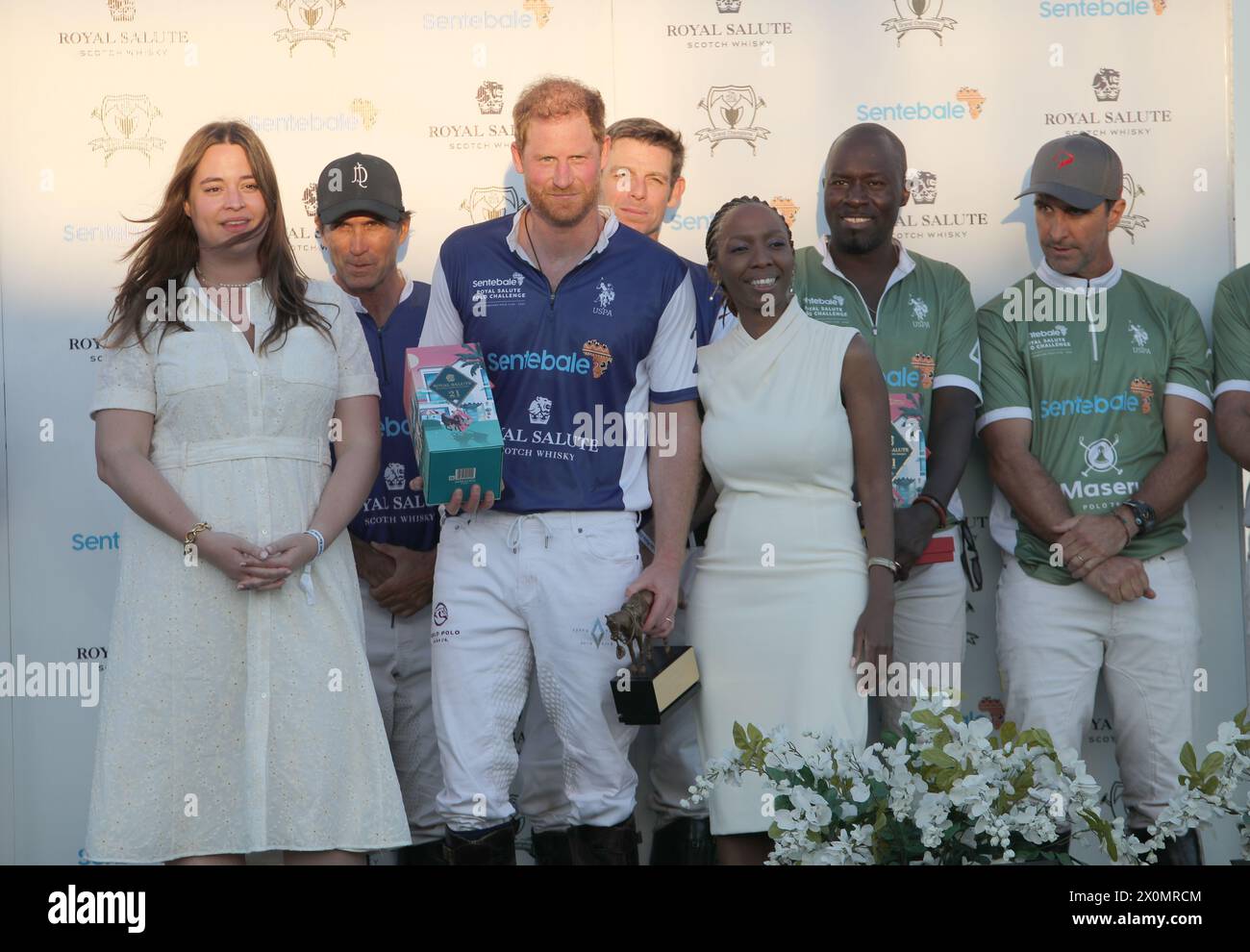 The Duke of Sussex during the awards ceremony after he played in a polo match during the Royal ...
