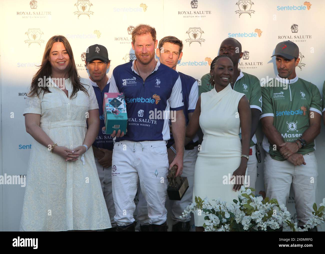 The Duke of Sussex during the awards ceremony after he played in a polo match during the Royal ...
