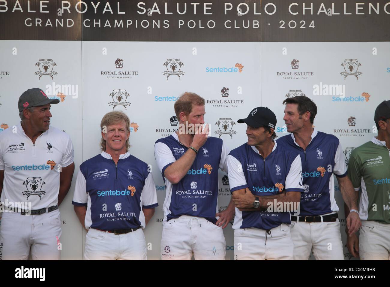 The Duke of Sussex during the awards ceremony after he played in a polo match during the Royal ...