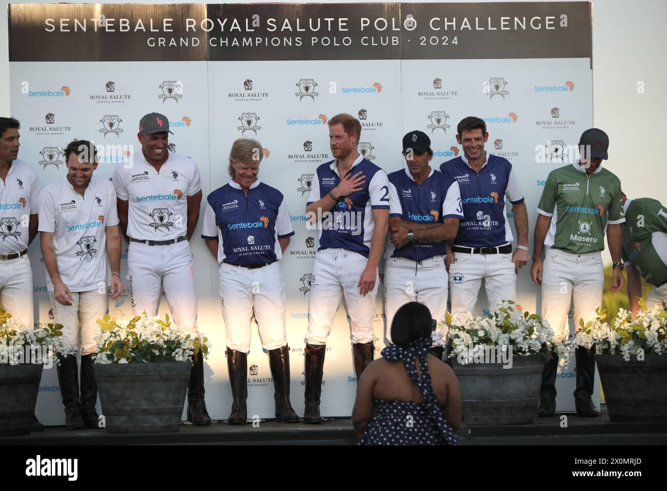 The Duke of Sussex during the awards ceremony after he played in a polo match during the Royal ...