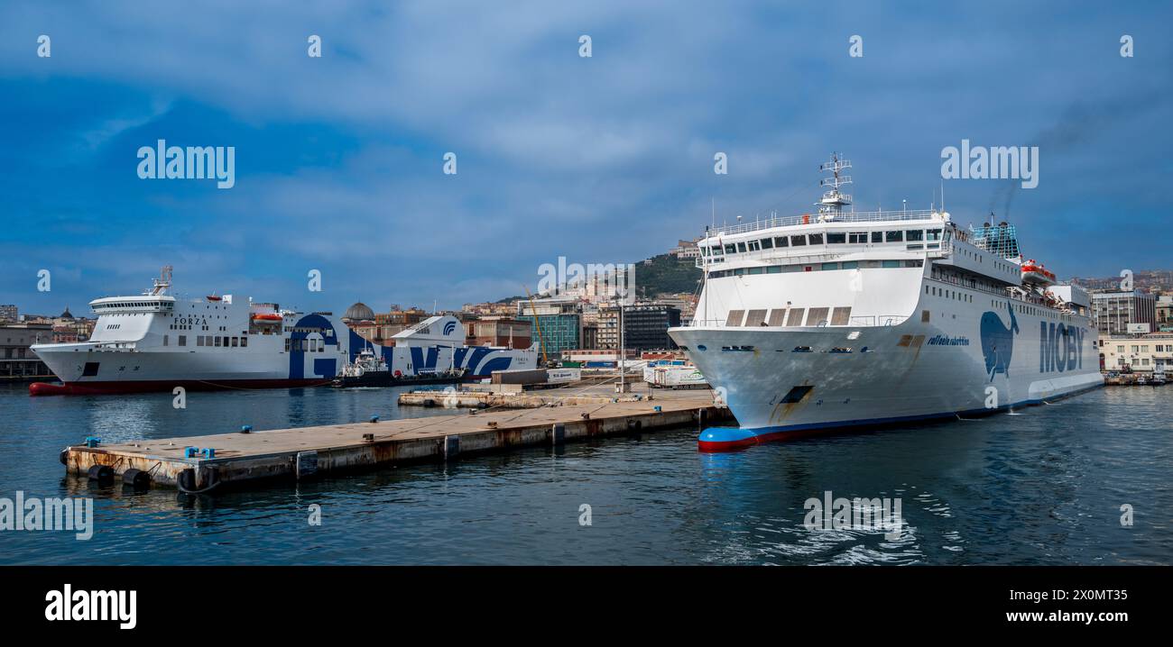 The port of Naples, Italy with two ferries docked Stock Photo - Alamy