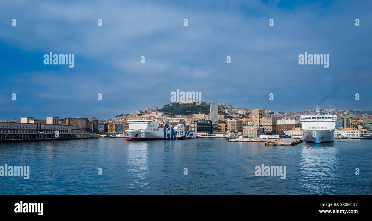 The port of Naples, Italy with two ferries docked Stock Photo - Alamy