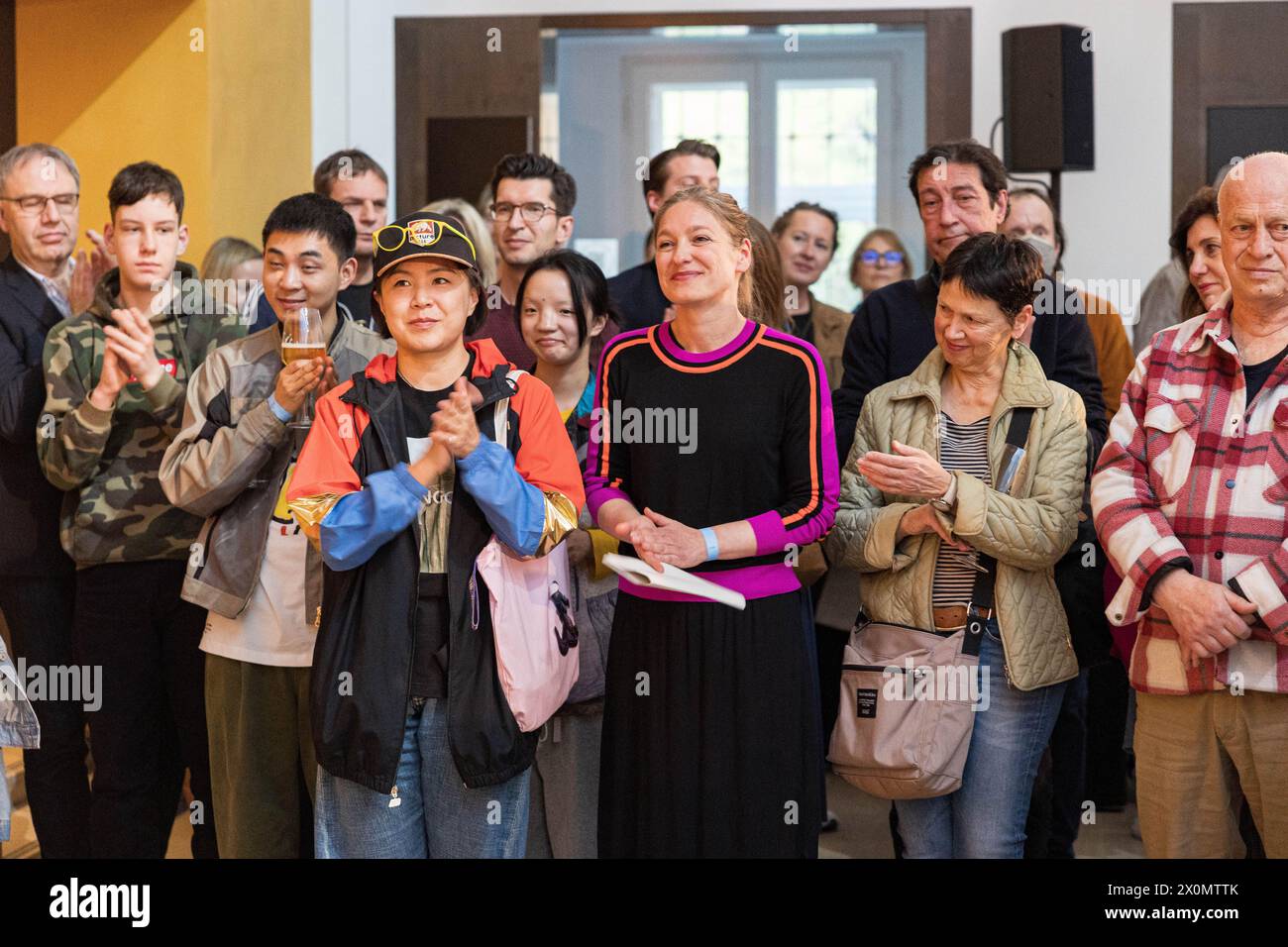 Eva Huttenlauch, curator, Cao Fei, artist, at the opening of the exhibition Cao Fei. Meta ...