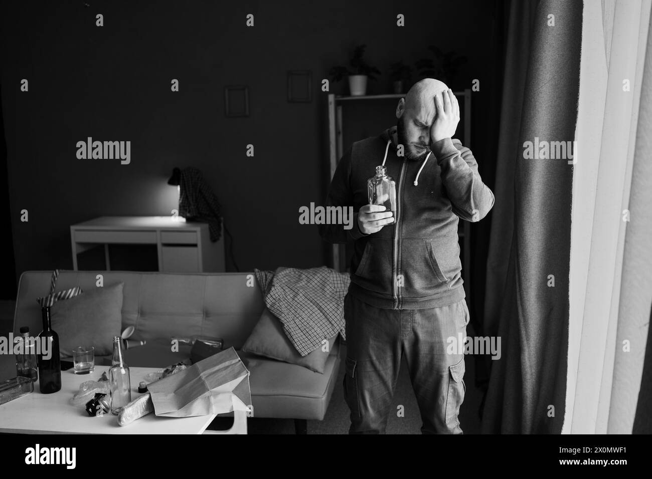 Treatment of alcohol addiction. Problem alcoholism. Fatigue man ...