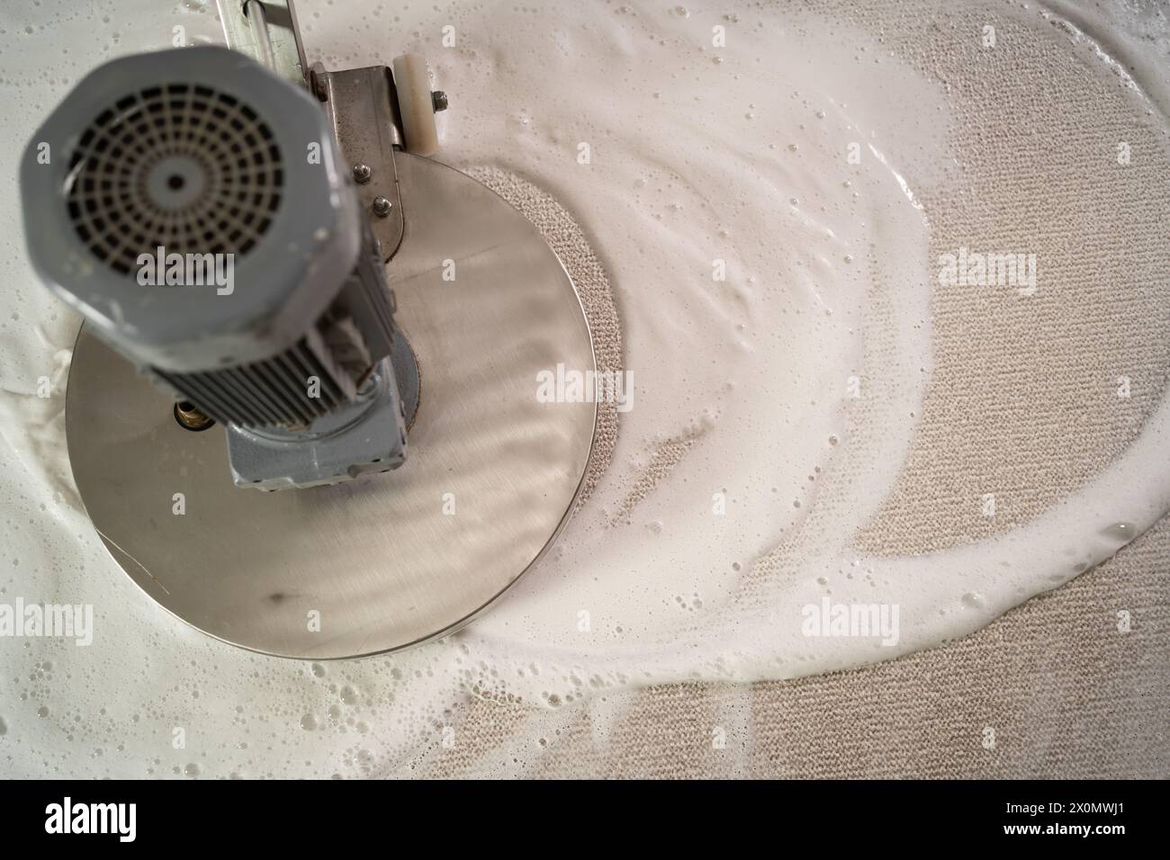 Concept of carpet cleaning. Chemical foaming, laundry and cleaning with ...