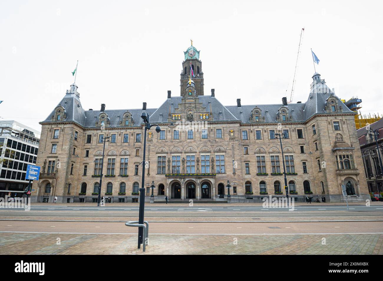Wide angle view of the city hall at the Coolsingel in the city of ...