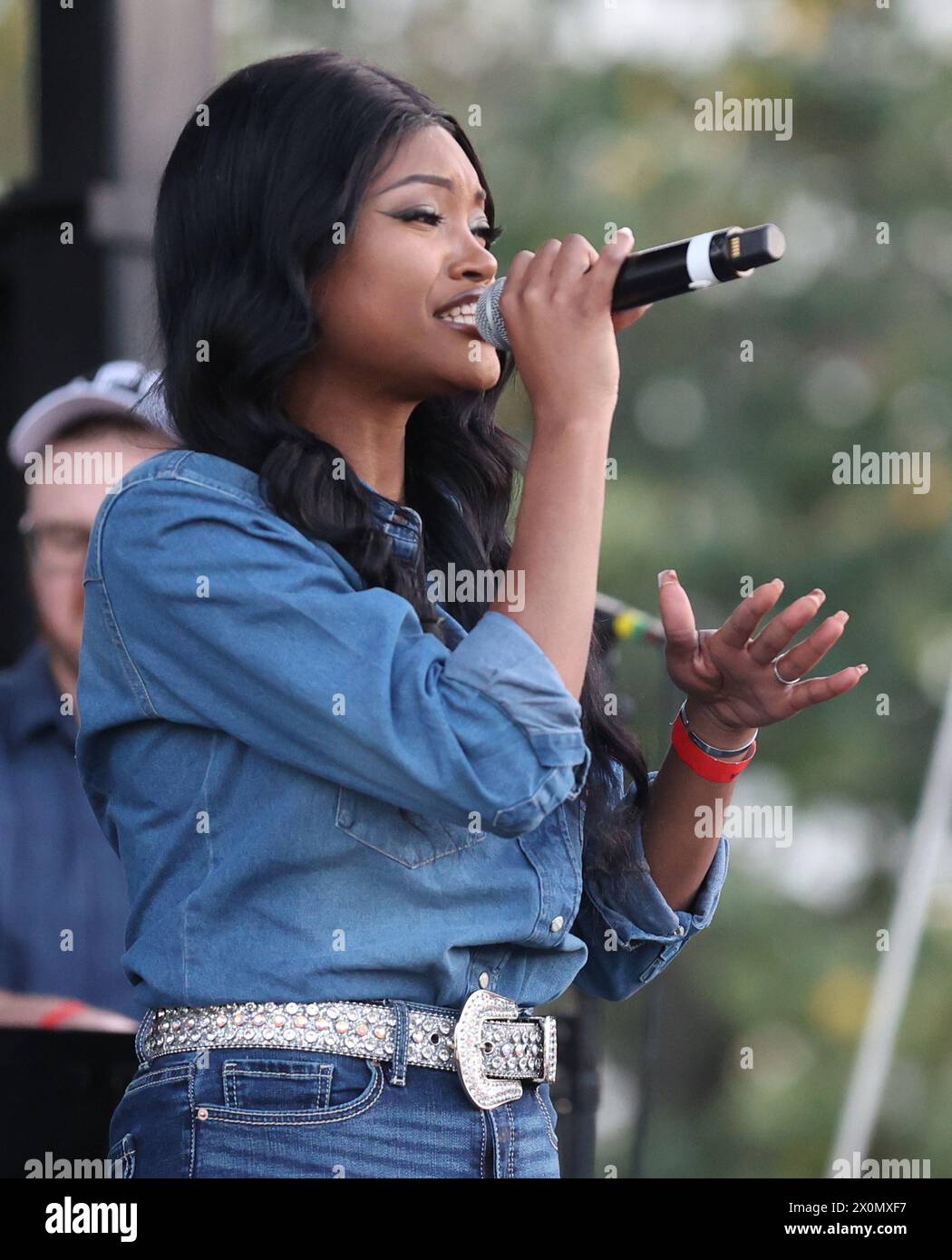 New Orleans, USA. 12th Apr, 2024. The Chapel Hart Band perform during ...