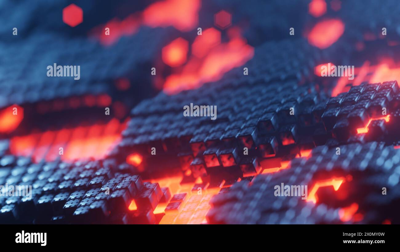 Digital Heatmap: The Cyber Pulse of an Electronic Grid Stock Photo - Alamy