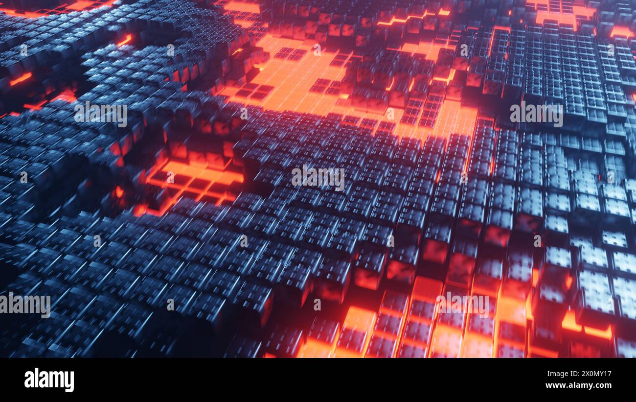 Digital Heatmap: The Cyber Pulse of an Electronic Grid Stock Photo - Alamy