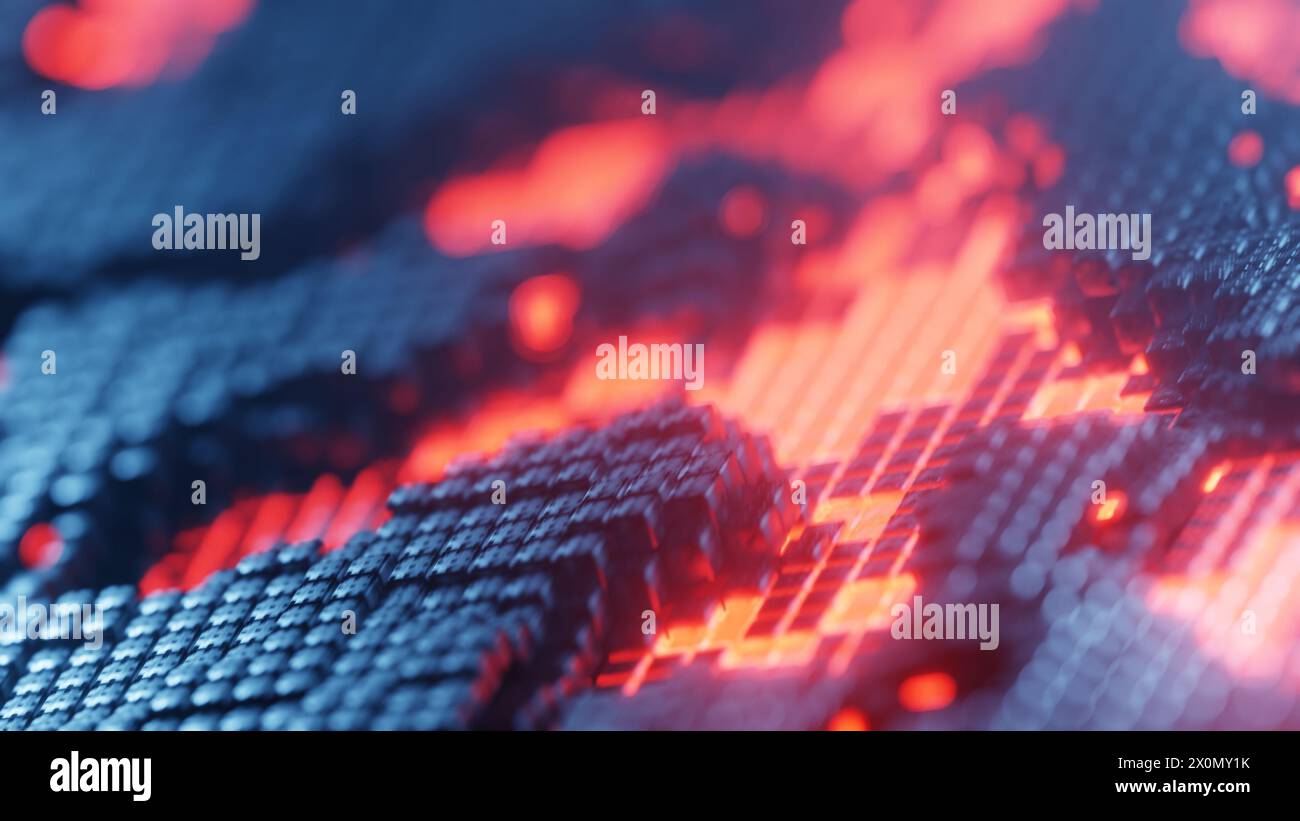 Digital Heatmap: The Cyber Pulse of an Electronic Grid Stock Photo - Alamy