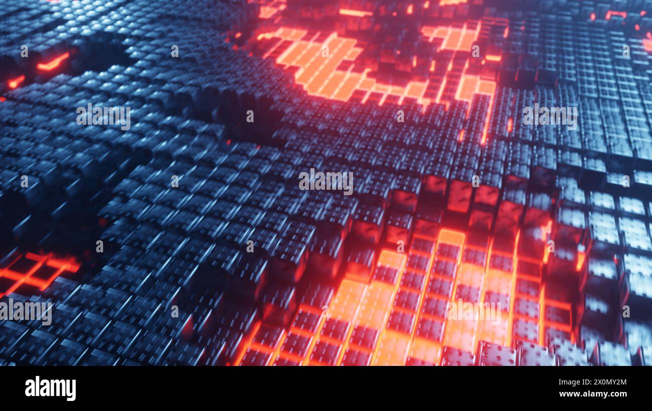Digital Heatmap: The Cyber Pulse of an Electronic Grid Stock Photo - Alamy