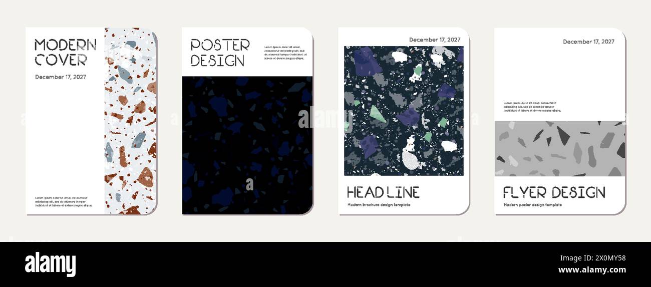 Note book cover design. Terrazzo abstract background made of natural ...