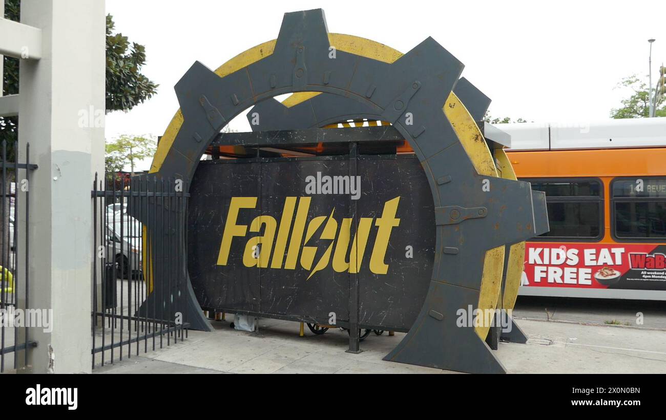 Los Angeles, California, USA 12th April 2024 Fallout Bus Stop on April ...