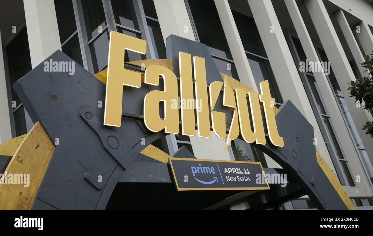 Los Angeles, California, USA 12th April 2024 Fallout Bus Stop on April ...