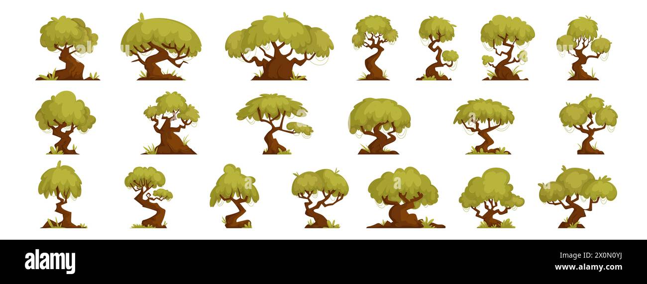Large Set of forest trees of interesting and twisted shapes, bonsai and ...