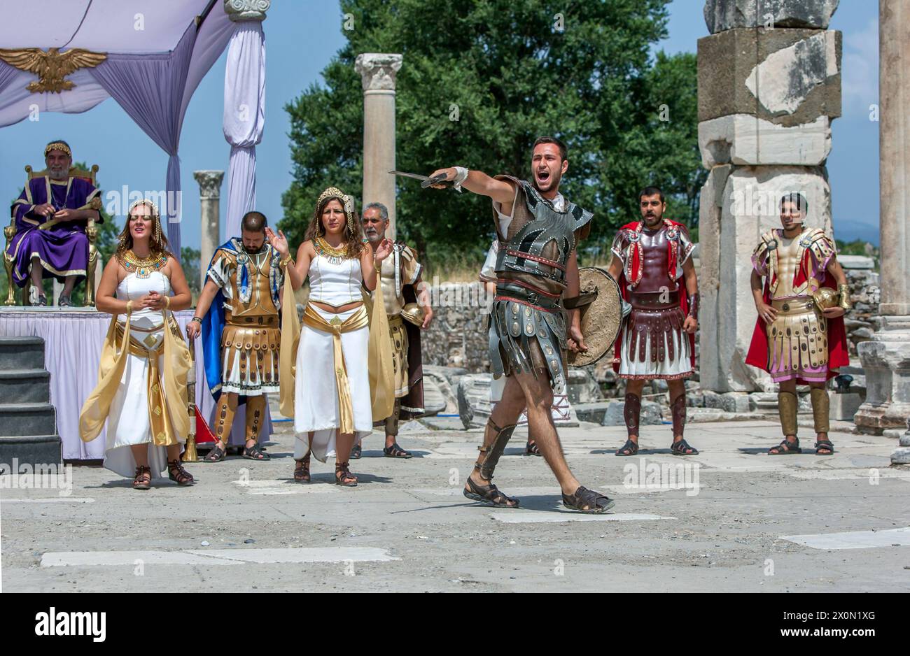 A warrior performing during the Roman re-enactment show on Harbour ...