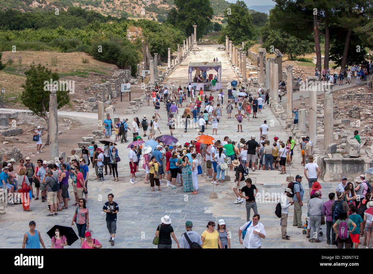 A large crowd of tourists gathered on Harbour Street at the ancient ...