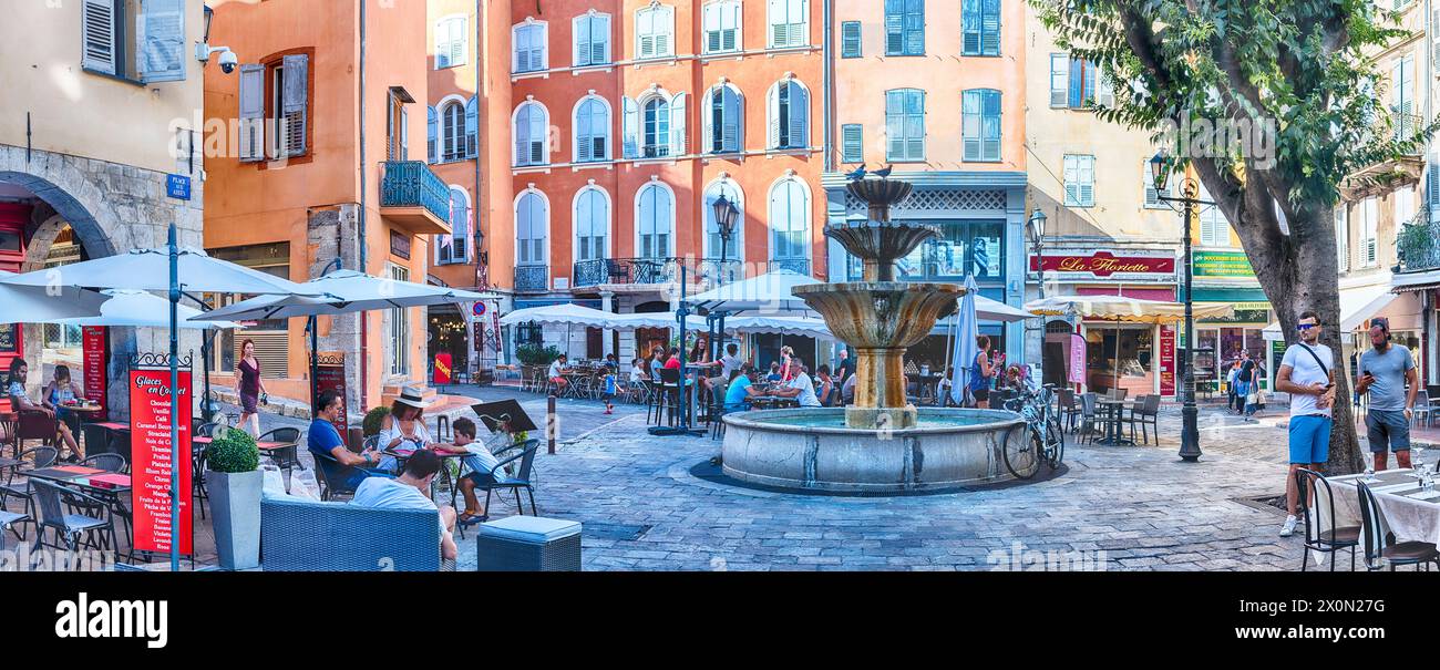 GRASSE, FRANCE - AUGUST 17: View of the Place aux Aires, central square ...