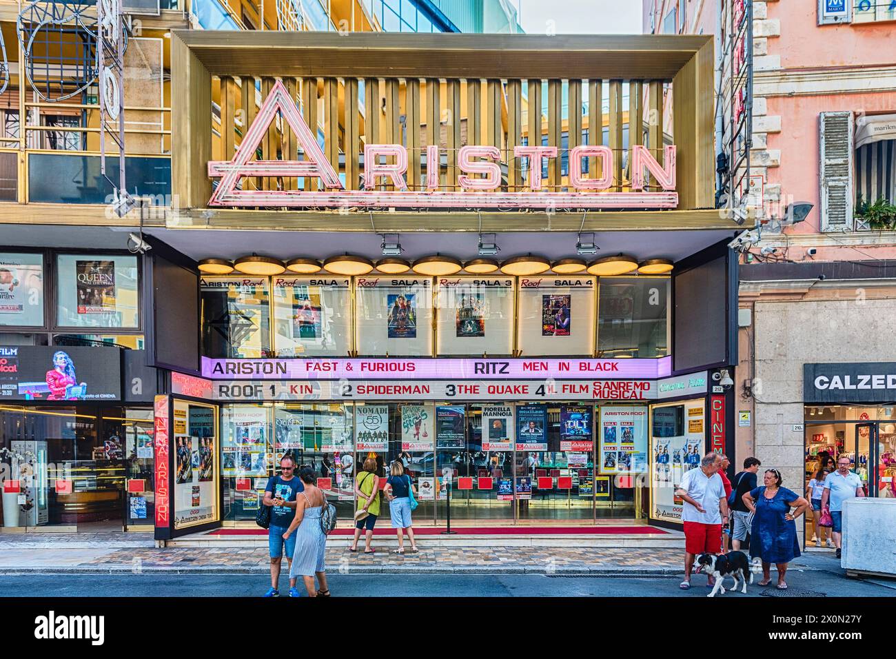 SANREMO, ITALY - AUGUST 18: Facade of the iconic Ariston Theatre ...
