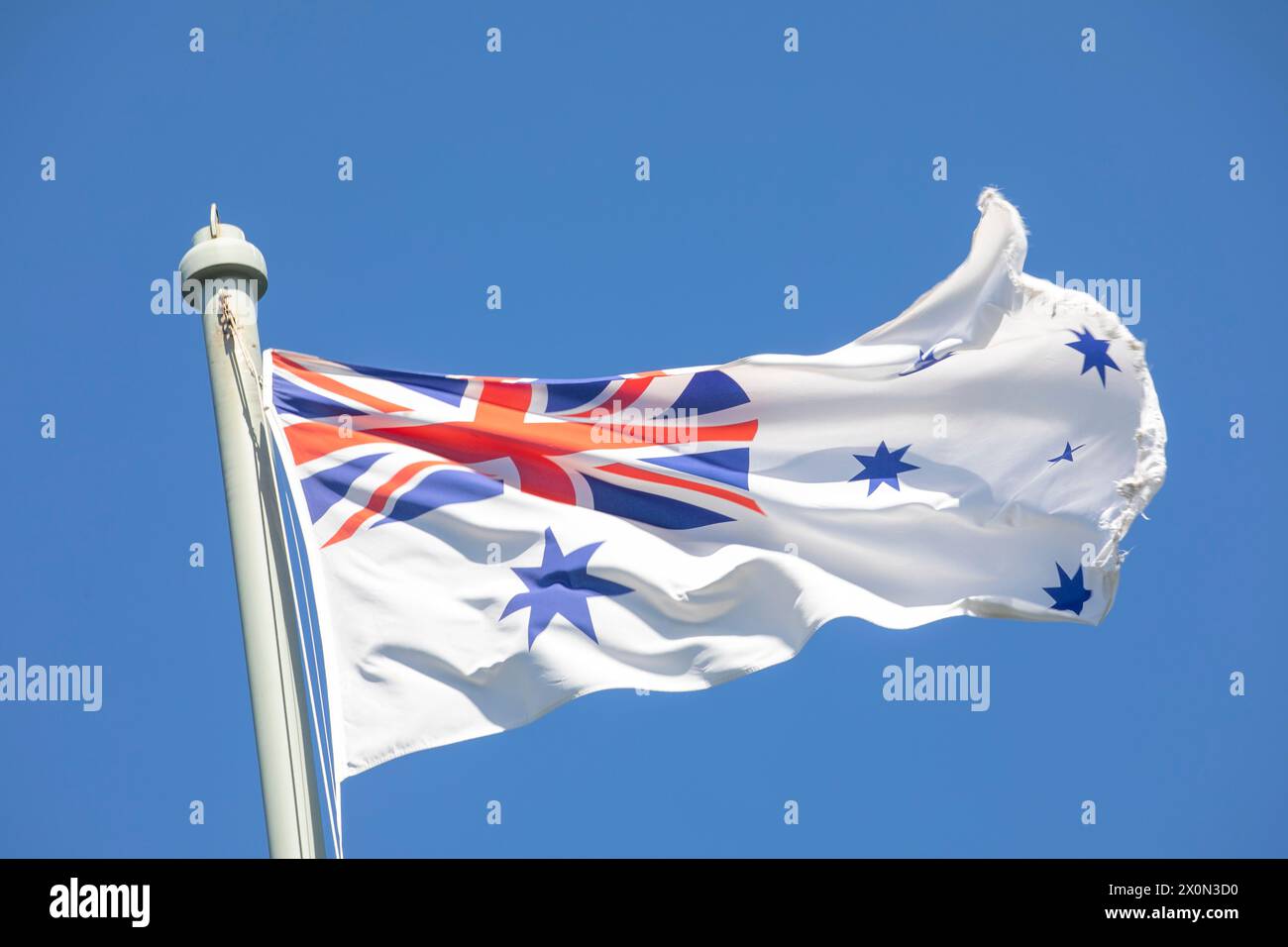 Australian White Ensign flag flying on top of HMAS Sydney 1 memorial ...