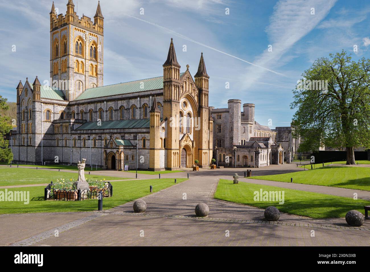 Buckfast Abbey and monastery at Buckfast, Devon, England in colour and ...