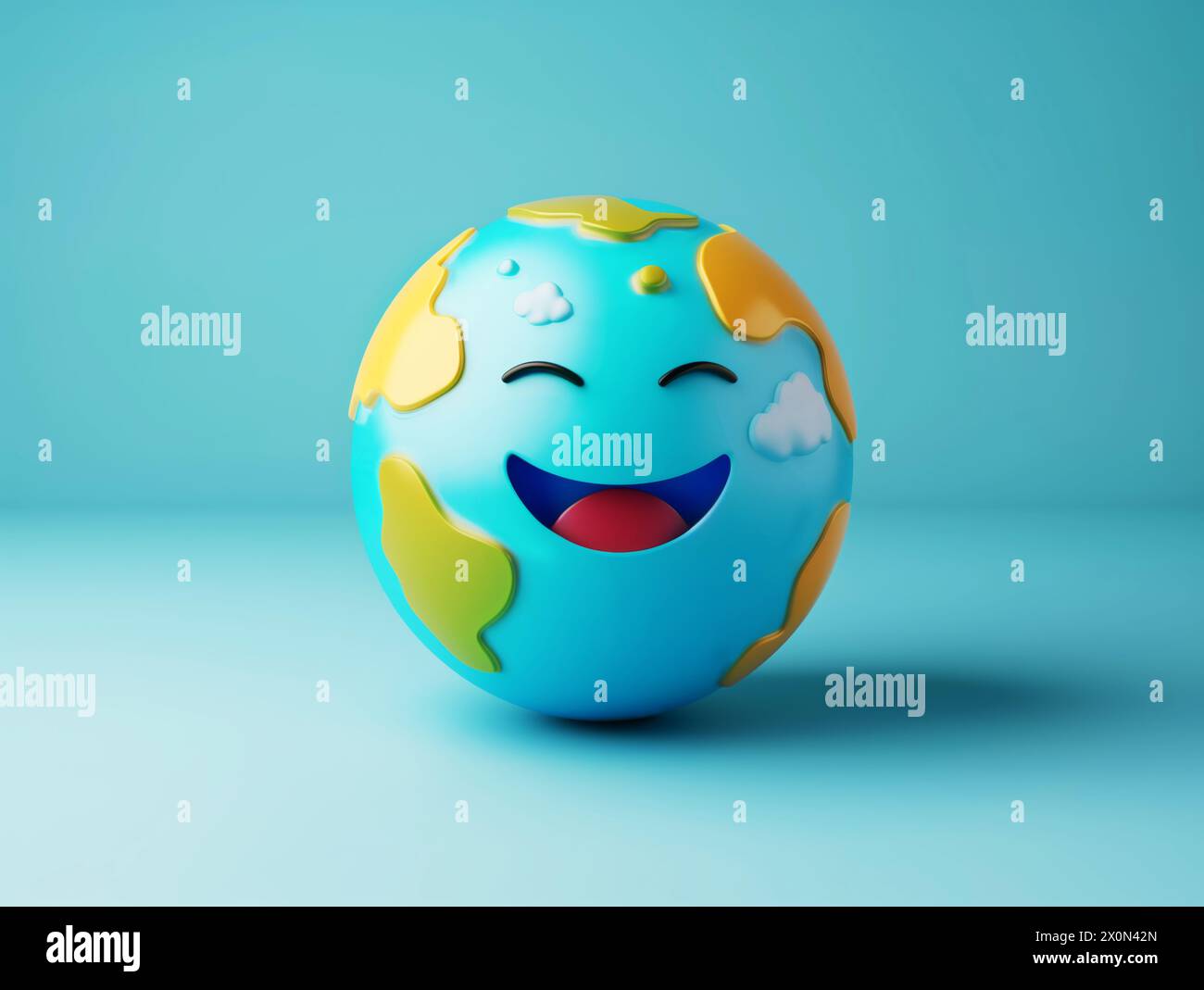 Smilie face earth globe icon emoji 3d render happy Stock Photo - Alamy