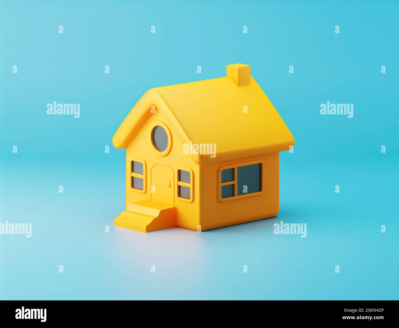 Smilie face house icon emoji 3d render happy Stock Photo - Alamy