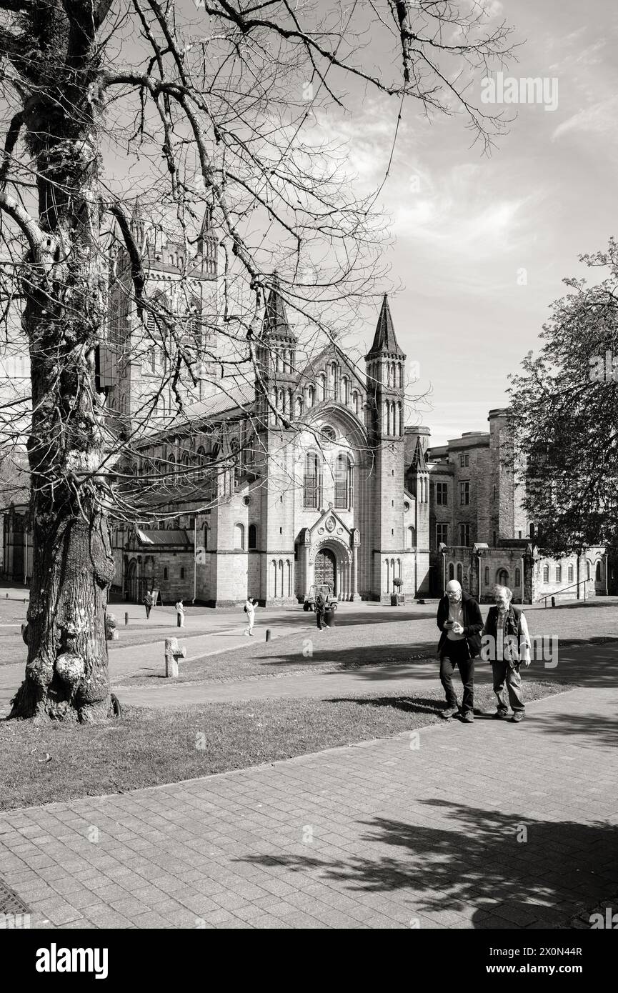 Buckfast Abbey and monastery at Buckfast, Devon, England in black and ...