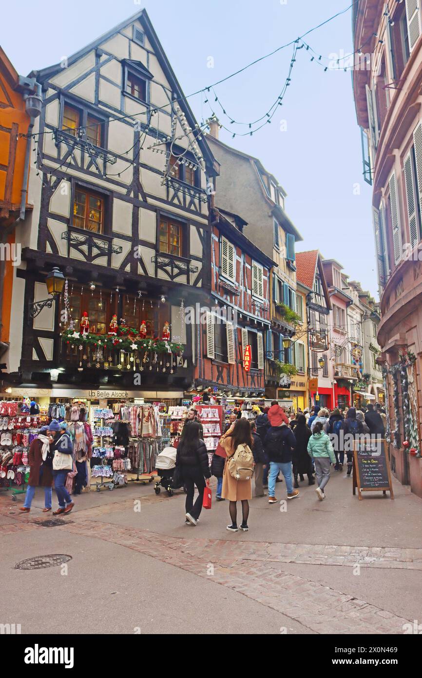Colmar, France - December 21, 2023: Street in the old town Stock Photo ...